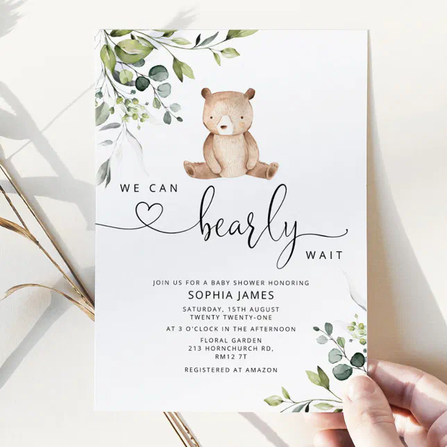 We can bearly wait baby shower invitation | Zazzle