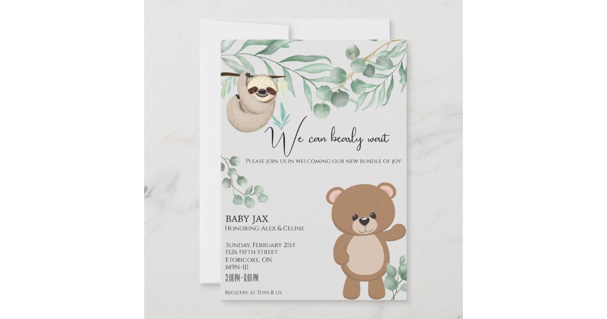 We Can Bearly Wait Invitation | Zazzle