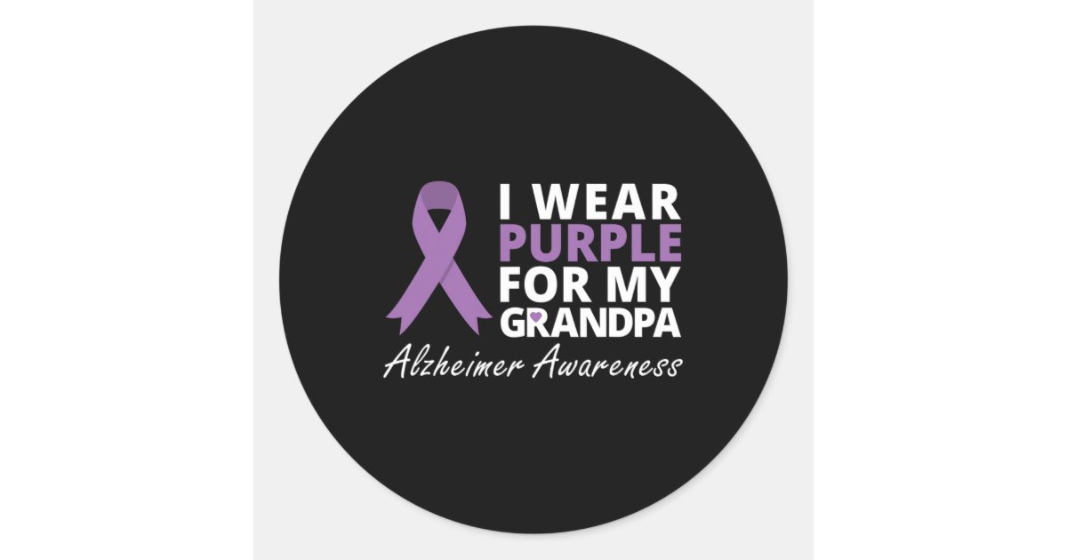 Wear Purple For My Grandpa Ribbon Family Love Classic Round Sticker ...
