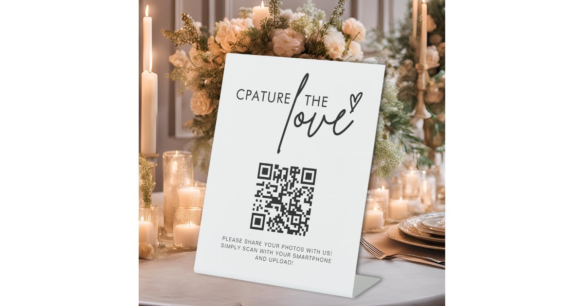 Wedding Capture The Love Photo Share QR Code Sign | Zazzle
