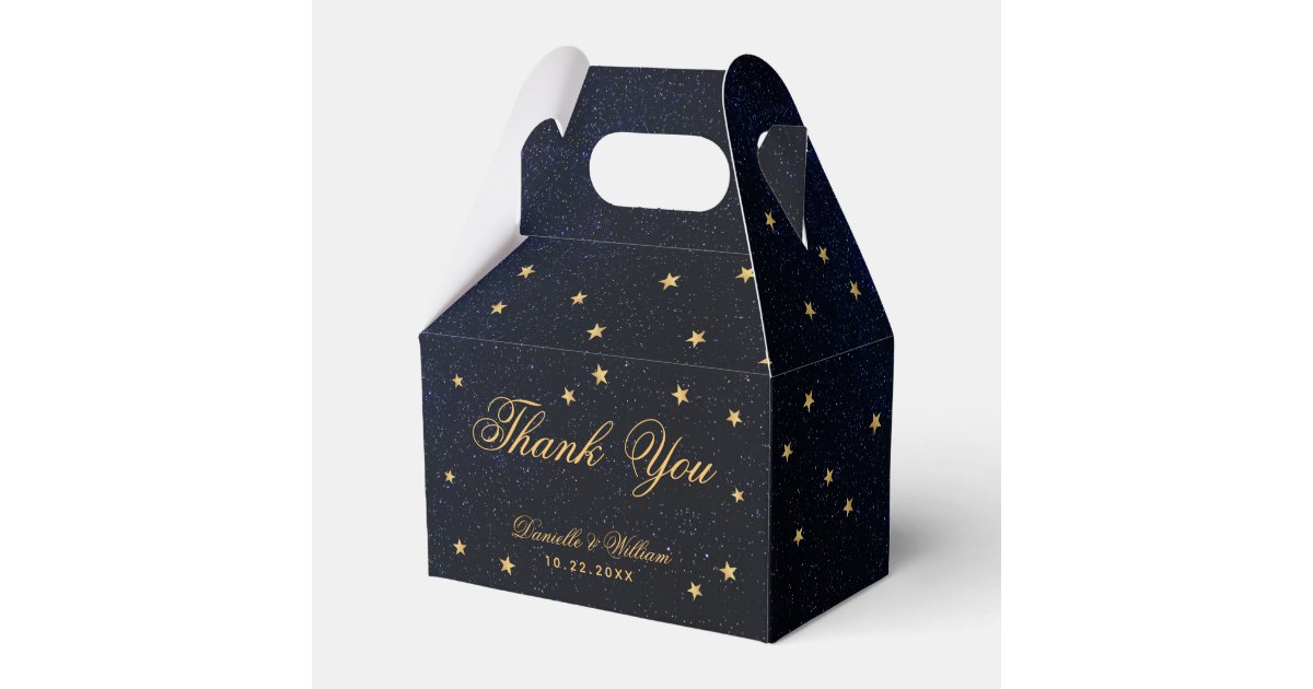 Wedding Celestial Blue Starry Night Thank You Favor Box | Zazzle