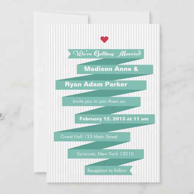 Wedding Invitation Modern Ribbon Collection | Zazzle
