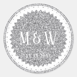 Silver Glitter Monogram Stickers | Zazzle CA