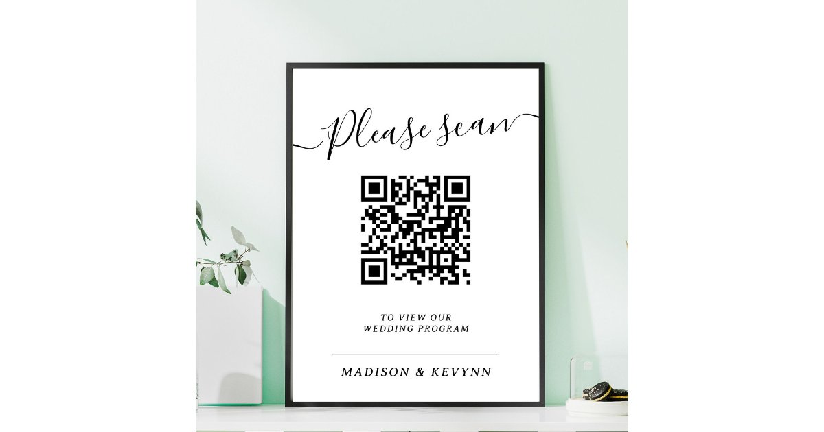 Wedding Program QR Code Poster | Zazzle