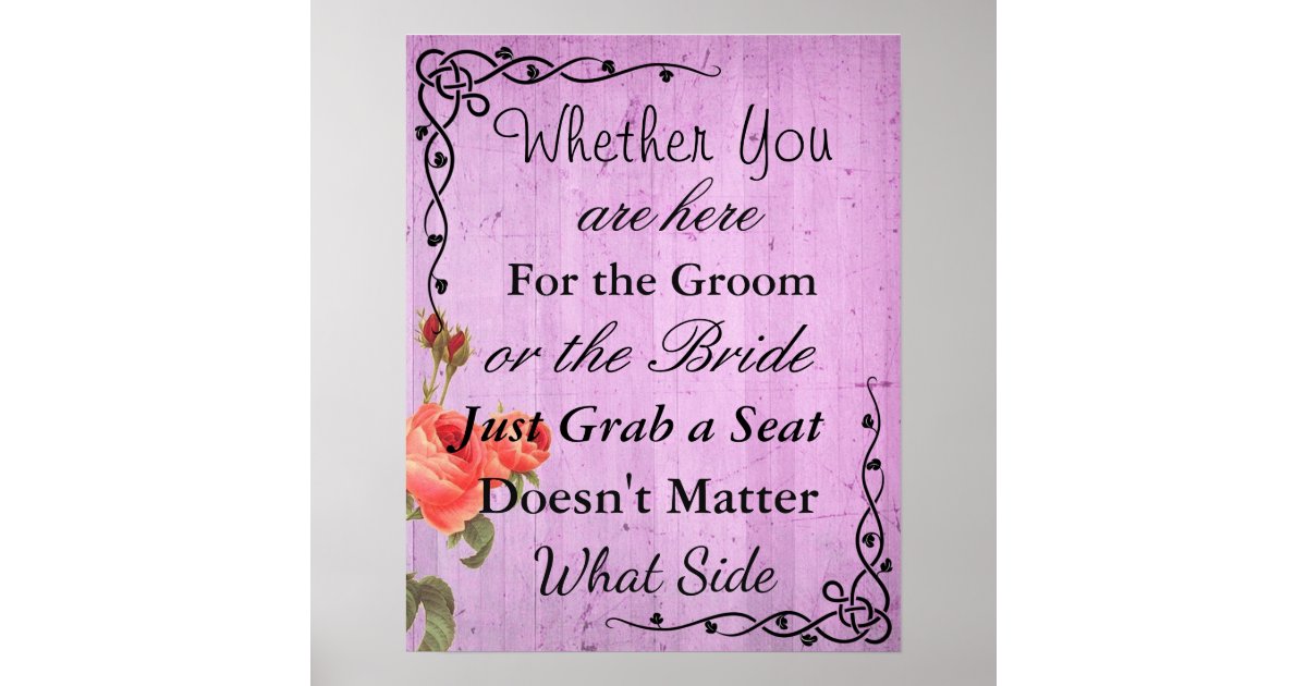 Wedding Seating Chart, Sit "wherever" Poster | Zazzle