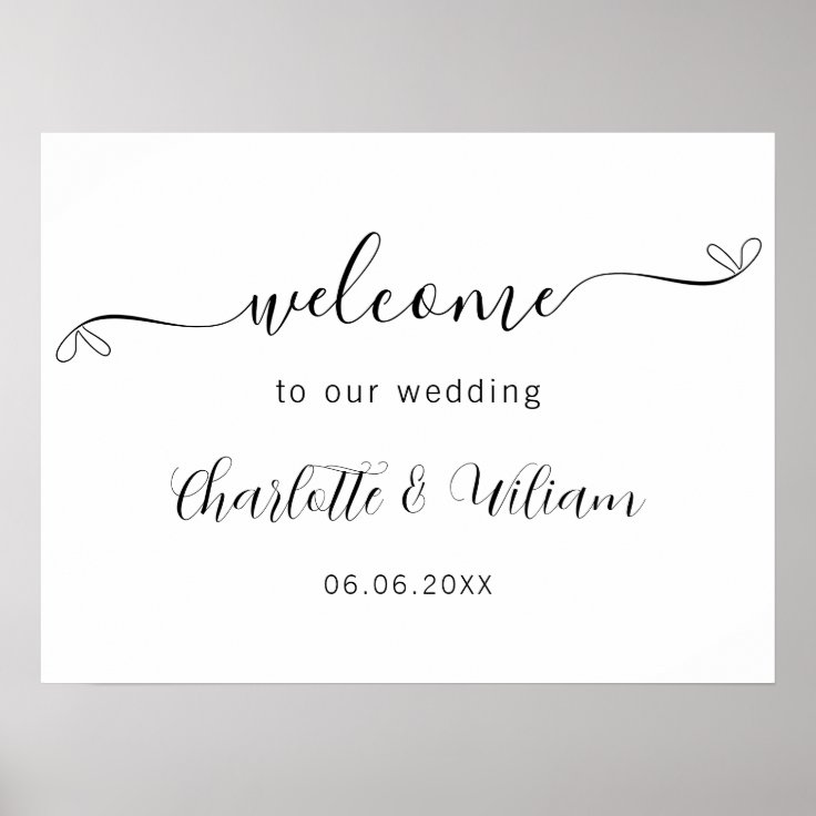 Wedding welcome elegant script minimalist poster | Zazzle