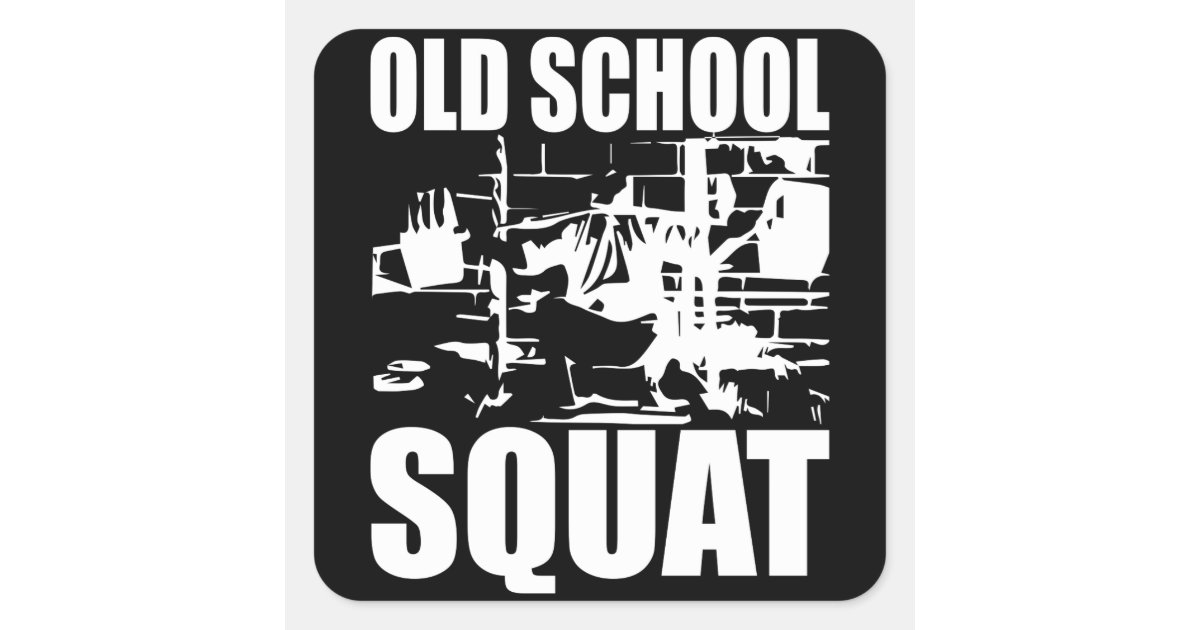 Weightlifting - Old School Squat Square Sticker | Zazzle