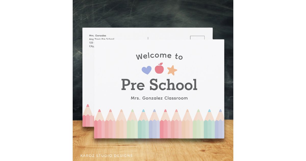 Welcome Back to Pre School Postcard Template | Zazzle