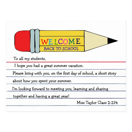 Welcome Back to School Pencil Postcard | Zazzle.ca