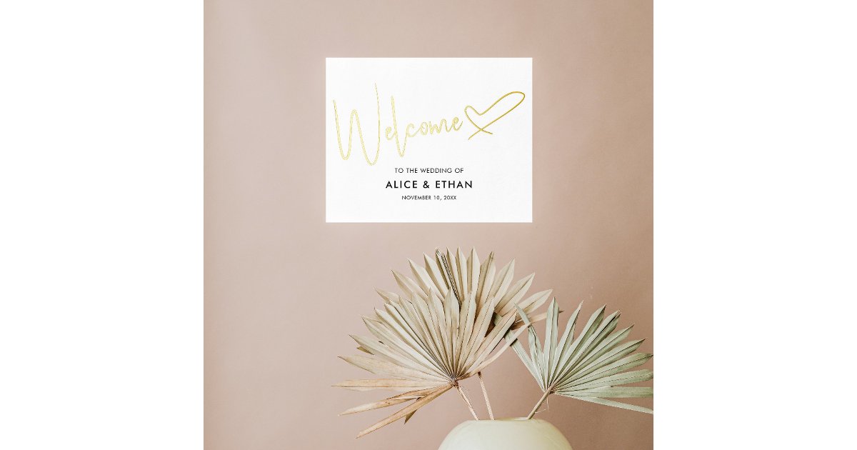 Welcome Wedding Sign Signature Script Heart | Zazzle
