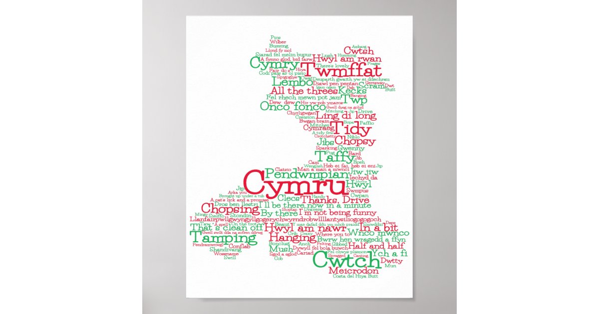 Welsh Slang Word Art Map Poster | Zazzle