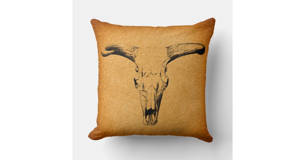 Western Bull Horns Throw Pillow | Zazzle