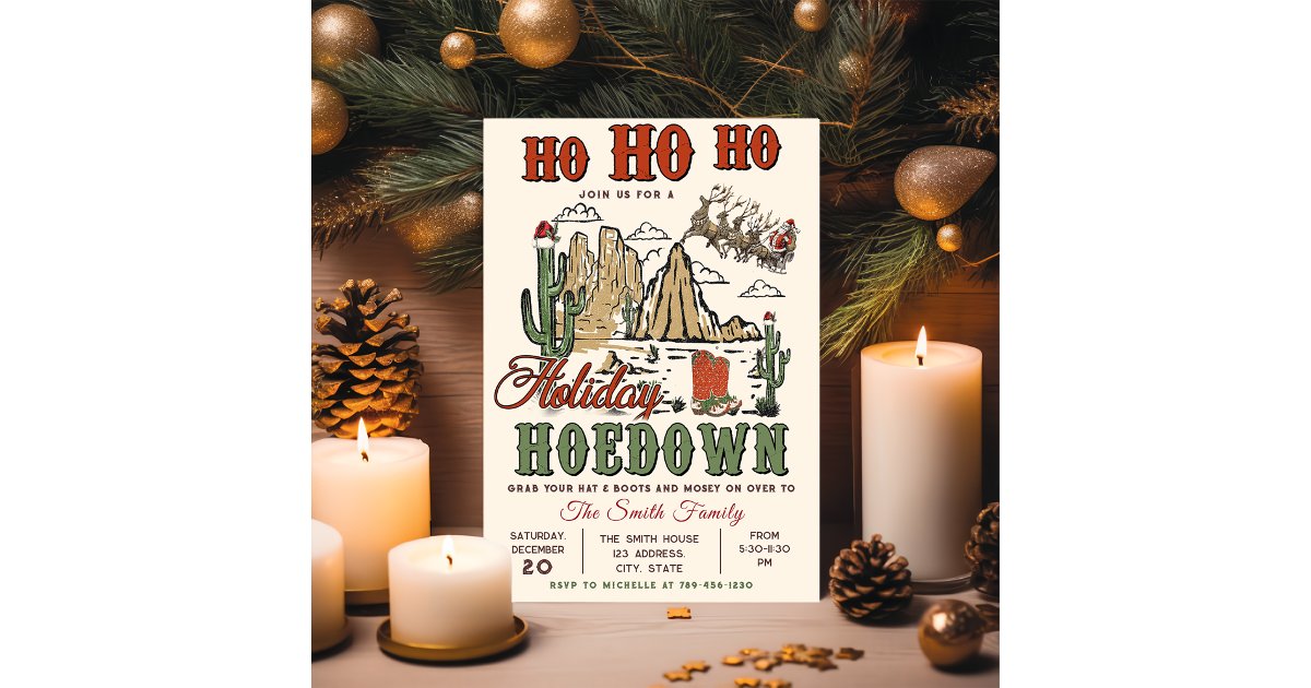 Western Cowboy Christmas Holiday Hoedown Party Invitation | Zazzle