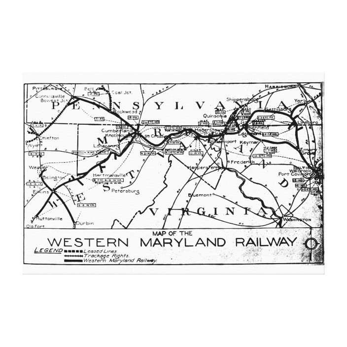Western Maryland Railway 1920 Map Canvas Print | Zazzle.ca