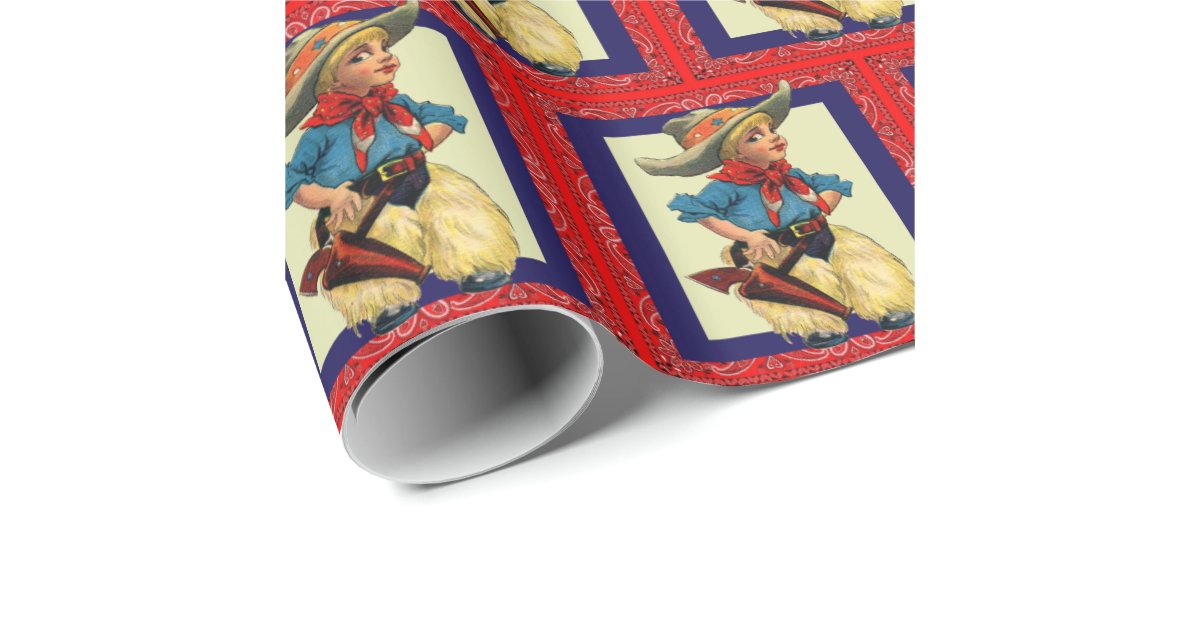 Western Rodeo Vintage Cowboy Kid Gift Wrapping Wrapping Paper | Zazzle