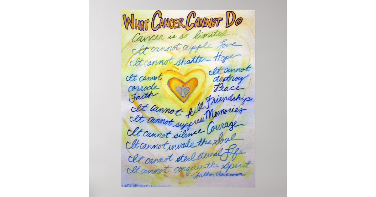 What Cancer Cannot Do Blue & Gold Poster Art Print | Zazzle