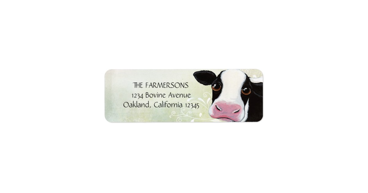 Whimsical Cow Return Address Labels | Zazzle