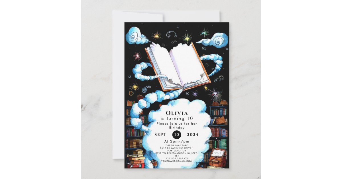 Whimsical Editable Magical Storybook Birthday Invitation | Zazzle