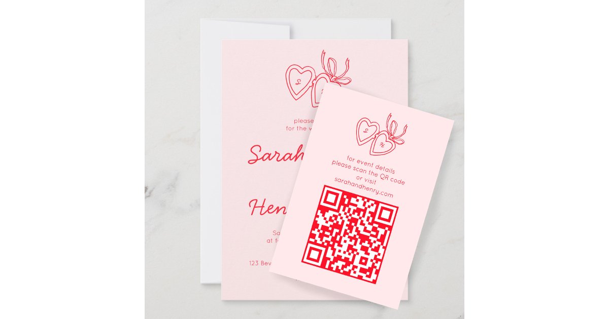 Whimsical Heart Locket Doodle Sketch CUSTOM QRCode Enclosure Card | Zazzle