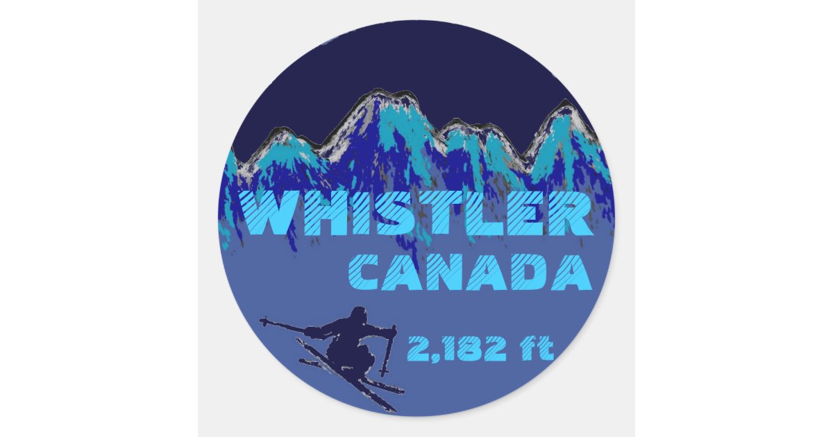 Whistler Canada blue ski art stickers | Zazzle