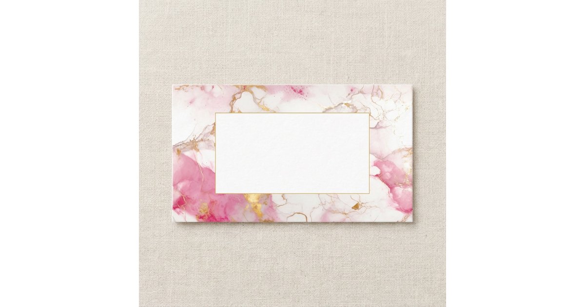 White and gold marble guest name place card | Zazzle