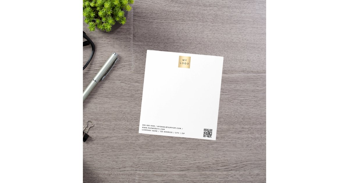 White business logo QR code Notepad | Zazzle