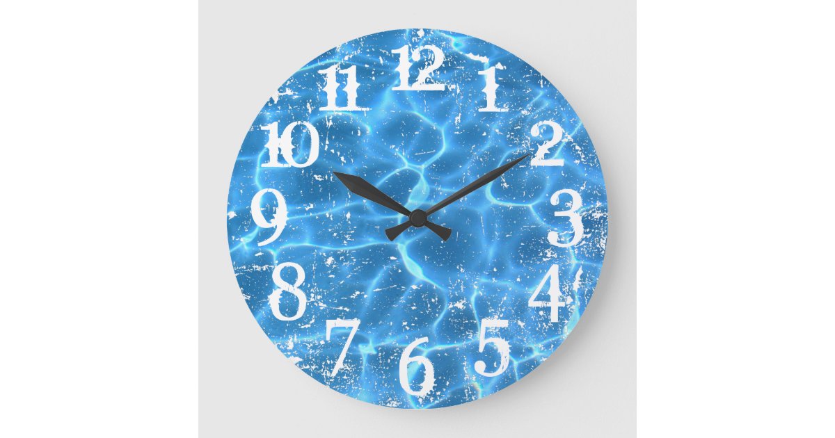 White Distressed Numbers and Photo Overlay Large Clock | Zazzle