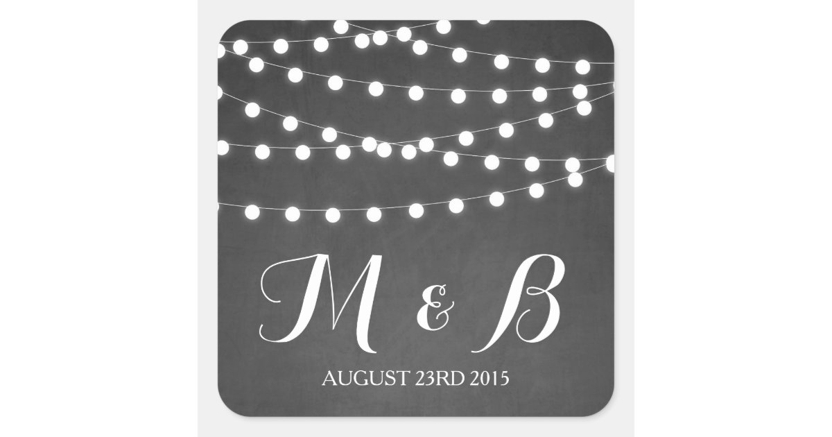 White Fairy Lights Chalkboard Wedding Sticker | Zazzle