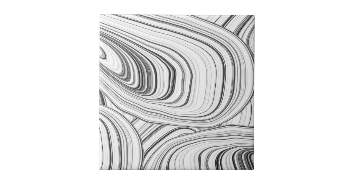 White, Grey Black Modern Abstract Swirls Pattern Tile | Zazzle