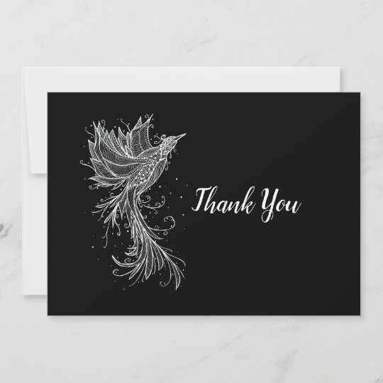 White Phoenix on Black Thank You Card | Zazzle.ca