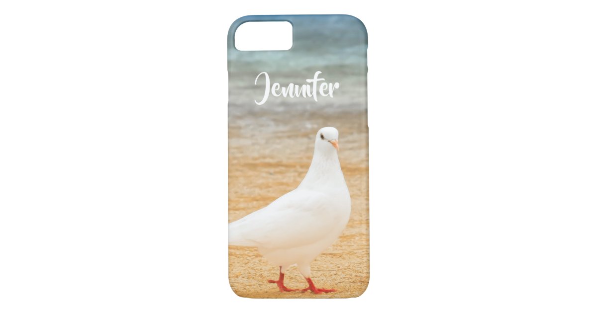 White Pigeon Bird Personalized Name Case-Mate iPhone Case | Zazzle