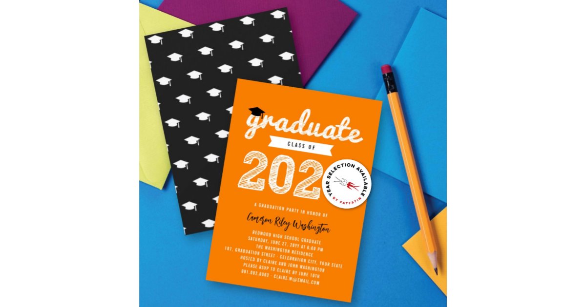 White Sketch Graduate Cap Class Of 2025 Grad Party Invitation | Zazzle