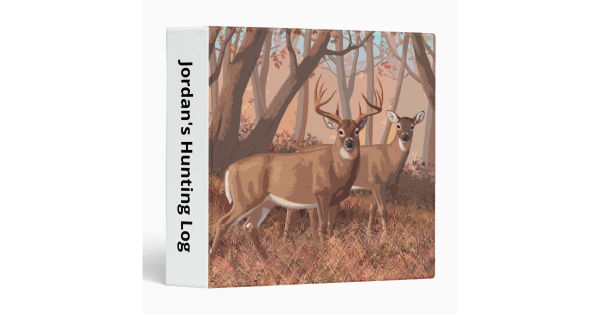 Whitetail Deer In Forest Retro Style Nature Binder | Zazzle