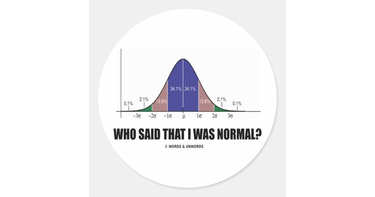 Who Said That I Was Normal? (Bell Curve Humour) Classic Round Sticker ...