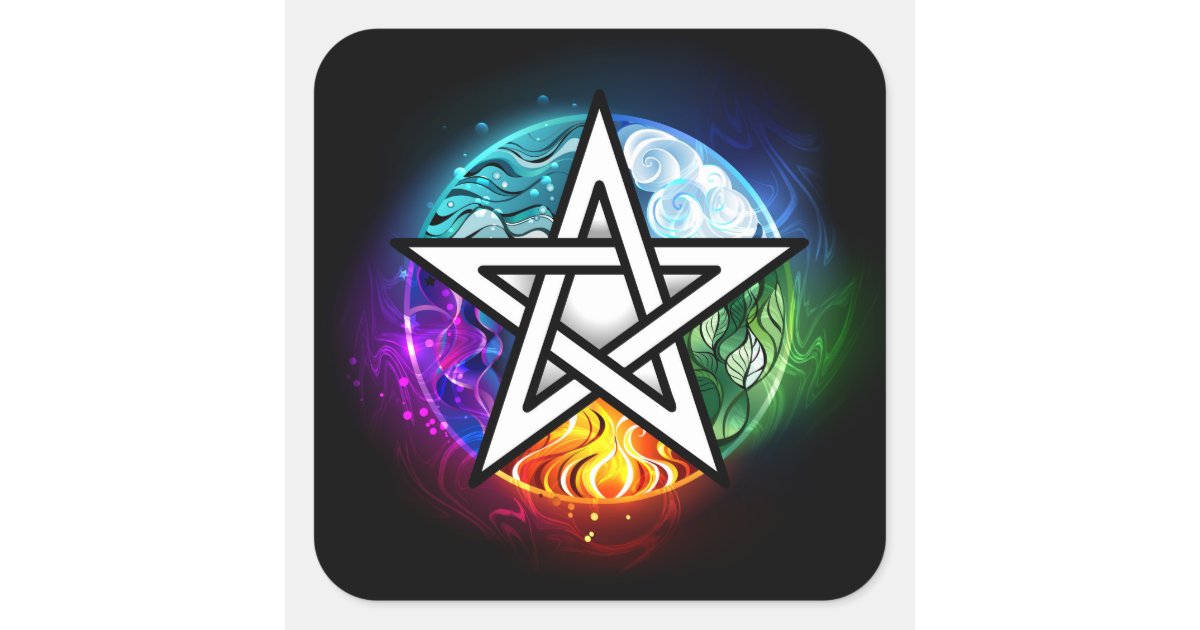 Wiccan pentagram square sticker | Zazzle