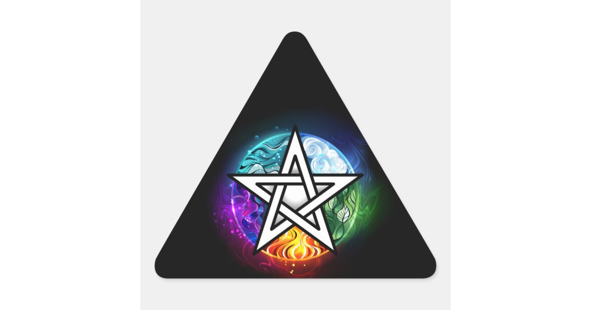 Wiccan pentagram triangle sticker | Zazzle