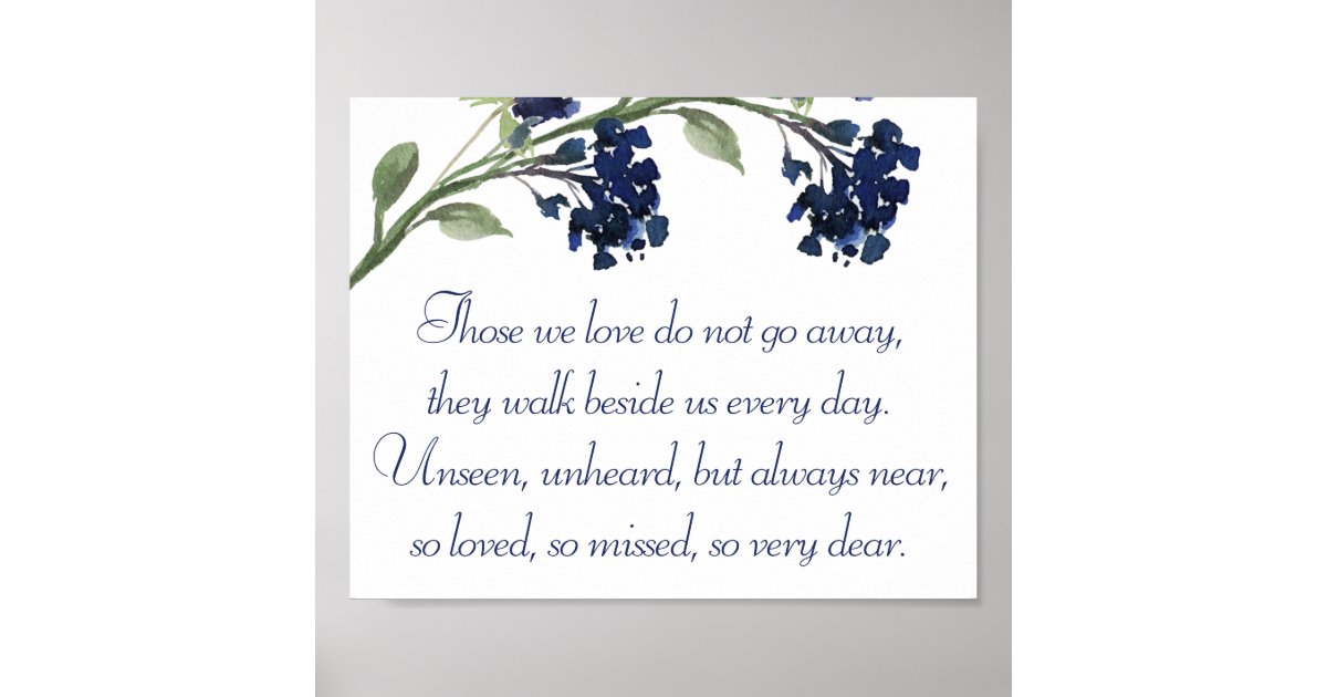 Wildbloom | Classic Blue Bohemian Memorial Poem Poster | Zazzle