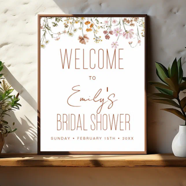Wildflower Bridal Shower Welcome Sign In Bloom | Zazzle
