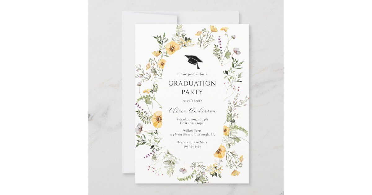 Wildflower Graduation Party Invitation | Zazzle