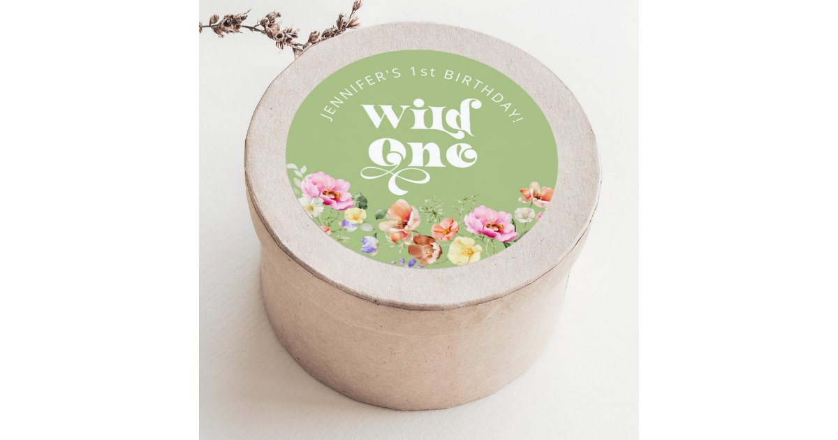 Wildflower Wild one girl 1st birthday Classic Round Sticker | Zazzle