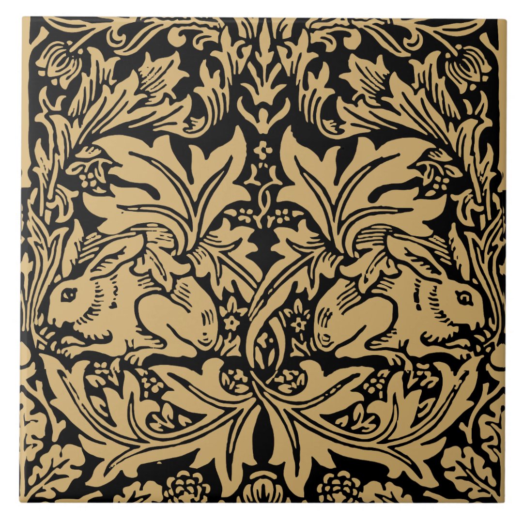 William Morris Brer Rabbit Vintage Pattern Tile | Zazzle