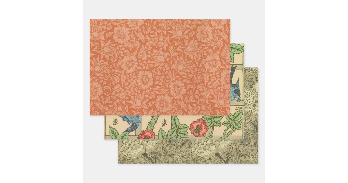 William Morris Mallow Floral Wallpaper Design Wrapping Paper Sheet | Zazzle