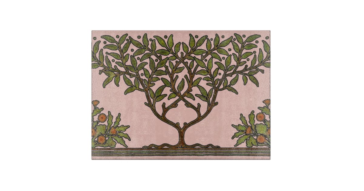 William Morris Tree Frieze Floral Wallpaper Cutting Board | Zazzle