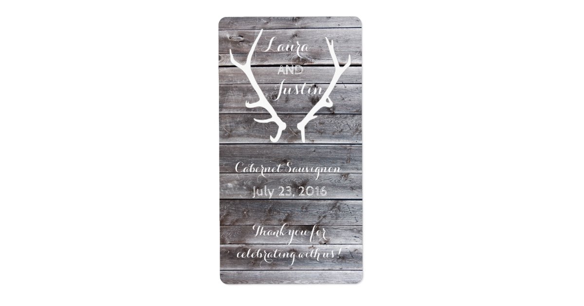 Wine Labels - Rustic Deer Antler Barnwood | Zazzle