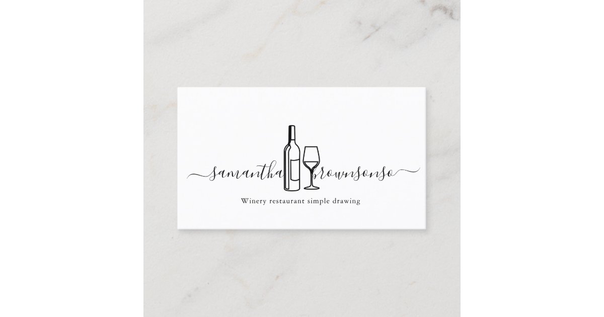 Winery restaurant simple line art drawing business card | Zazzle