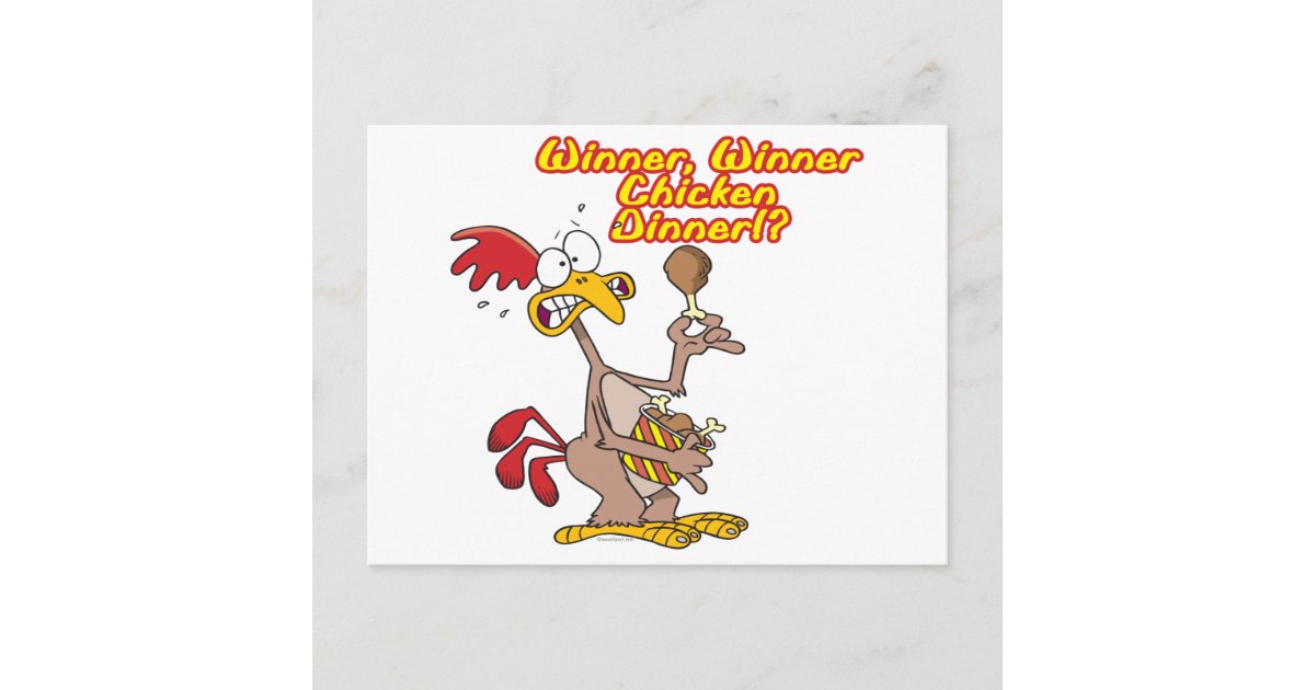 winner winner chicken dinner irony humour postcard | Zazzle