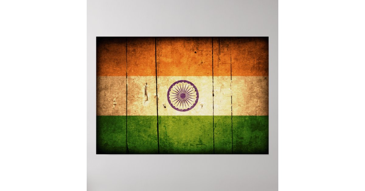 Wooden Indian Flag Poster | Zazzle