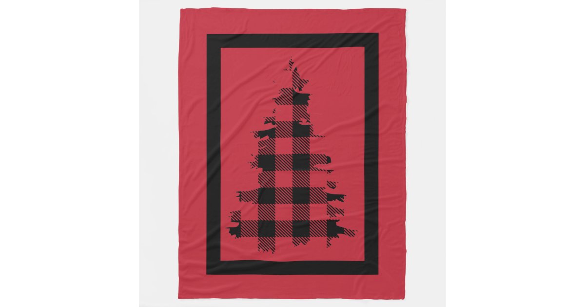 Woodsy Red and Black Plaid Fleece Blanket | Zazzle