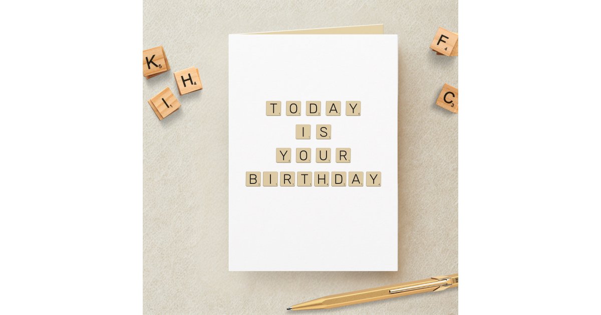 Word Game Letter Tile Birthday Card | Zazzle