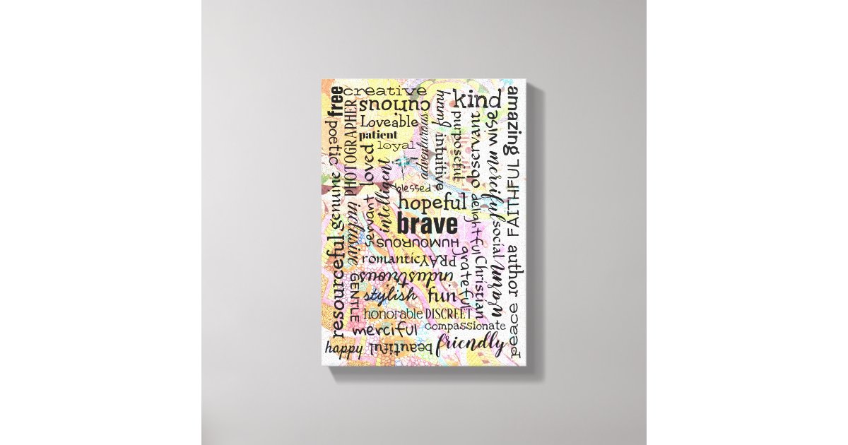 Words of Affirmation Collage Canvas Print | Zazzle